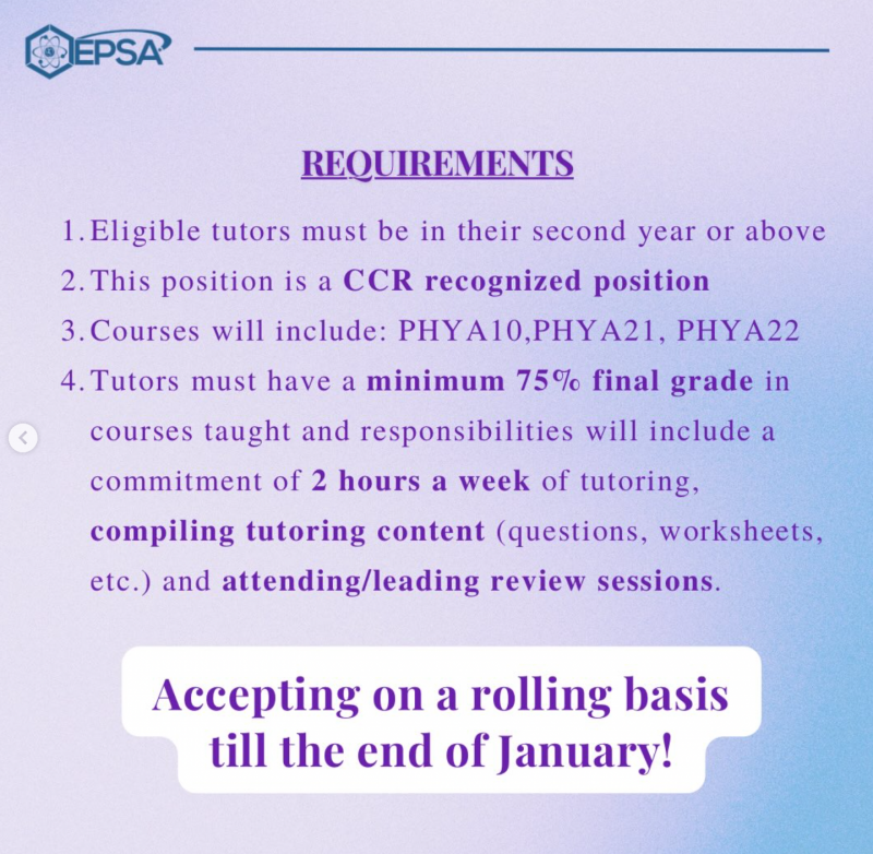 Physics Aid Center Tutor – EPSA
